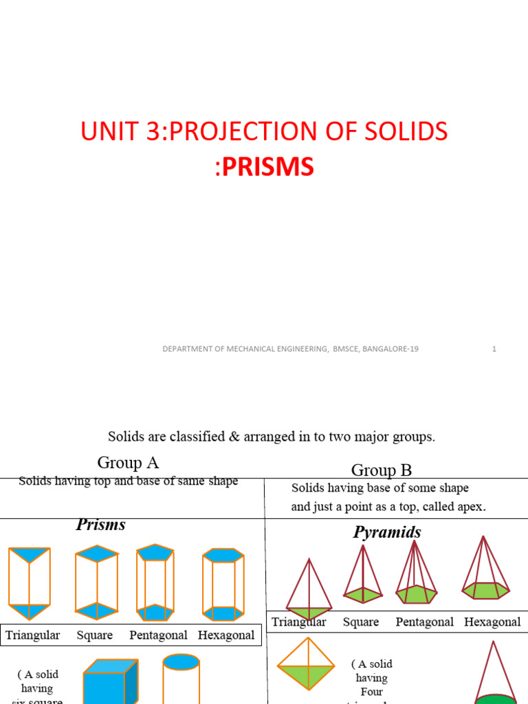 Projections of Solids 2020 Part1 Prisms | PDF | Rectangle | Euclidean Geometry