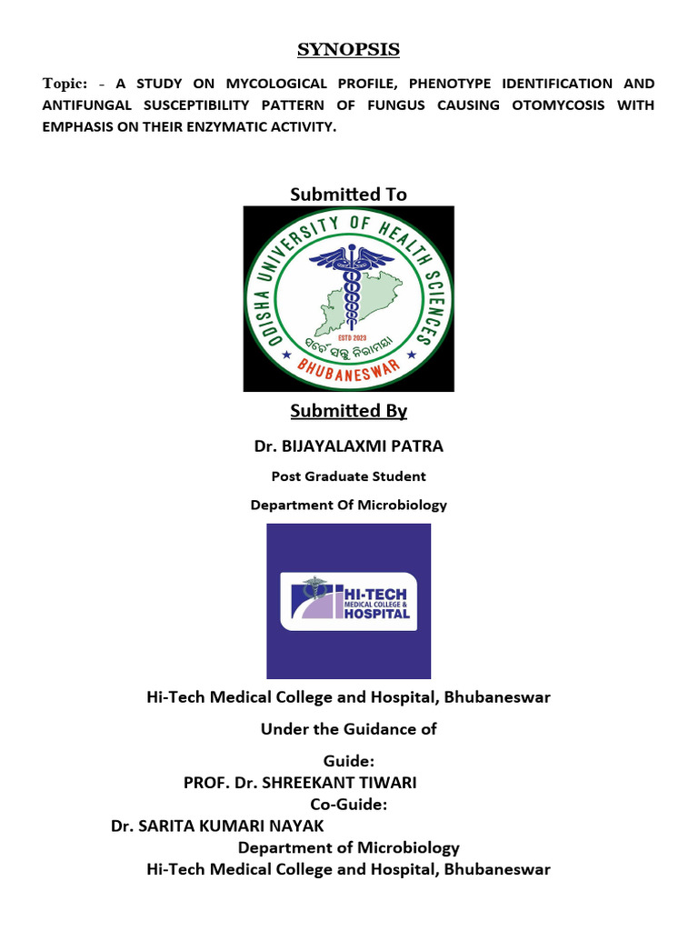 SYNOPSIS FORMAT | PDF | Doctor Of Medicine | Health Care