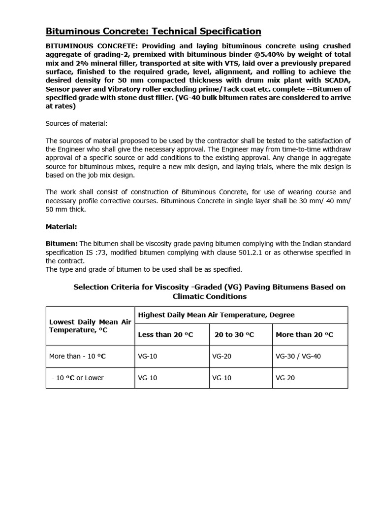 Guidelines of Bituminous Concrete | Download Free PDF | Concrete ...