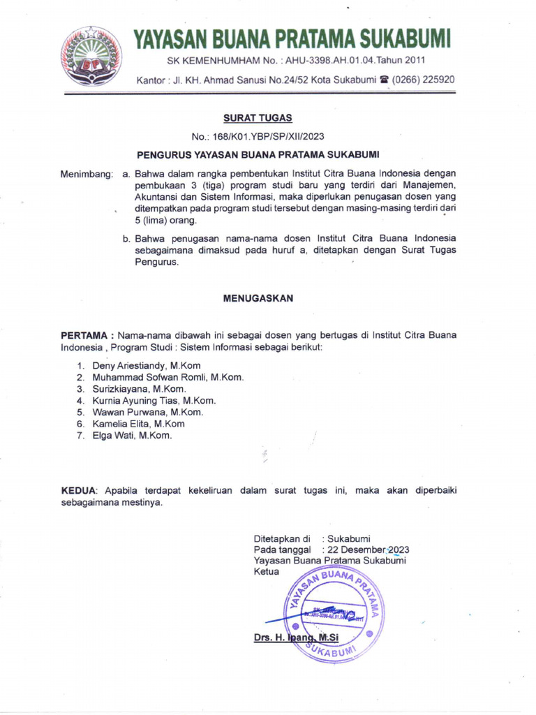 Muhammad Sofwan Romli, M.Kom-Penugasan | PDF