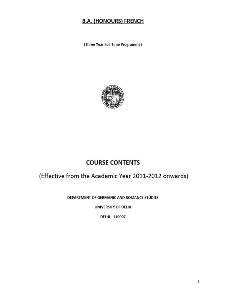 Ba Honours French | PDF | Bachelor Of Arts | Charles Baudelaire