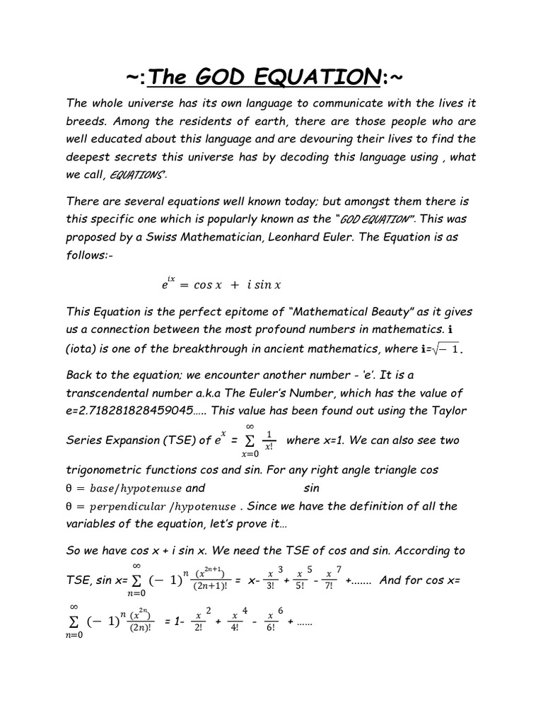 The GOD EQUATION (1) | PDF | Equations | Elementary Mathematics