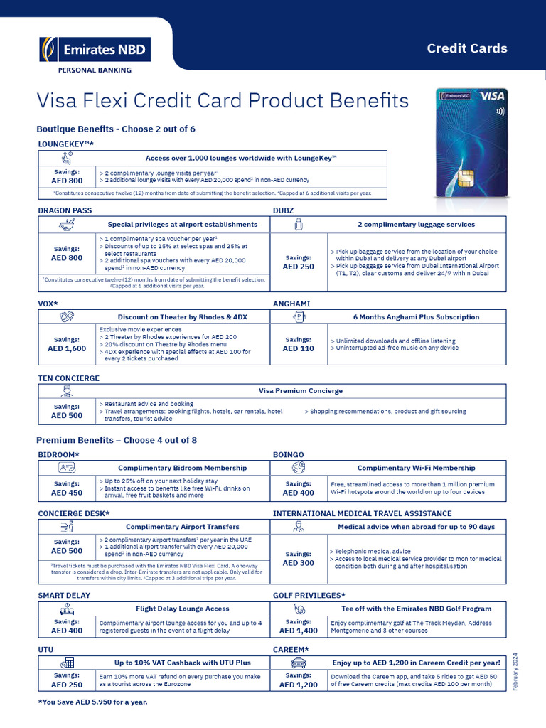 ENBD - Flexi Card Value Chart 10.11.2023 | PDF