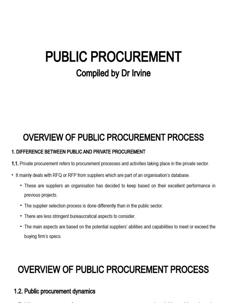 Chapter 4 PUBLIC PROCUREMENT | PDF | Procurement | Business