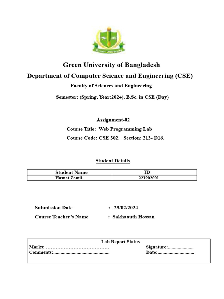 Web Programming Lab Report: Lists | PDF | Computers
