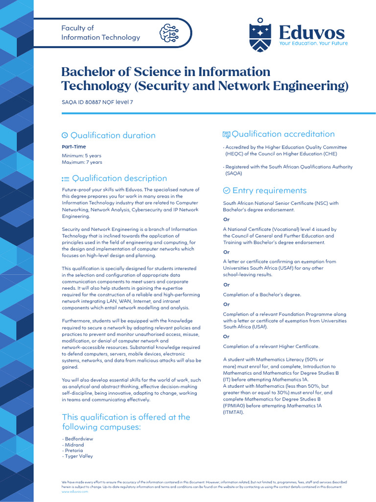 Bachelor of Science in Information Technology (Security Network Engineering) (PT) | PDF ...
