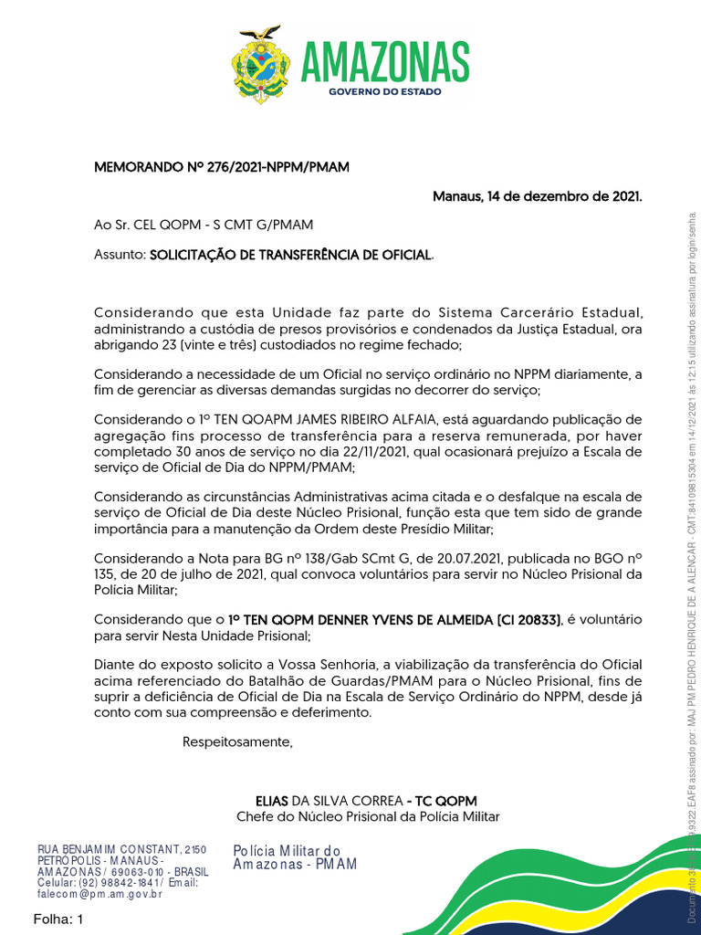 MEMO_N_276_2021_NPPM_PMAM_Memorando | PDF