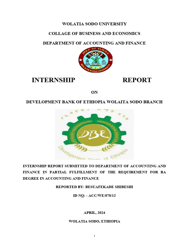 Besuafekad Internship Report DBE | PDF | Banks | Small And Medium Sized ...