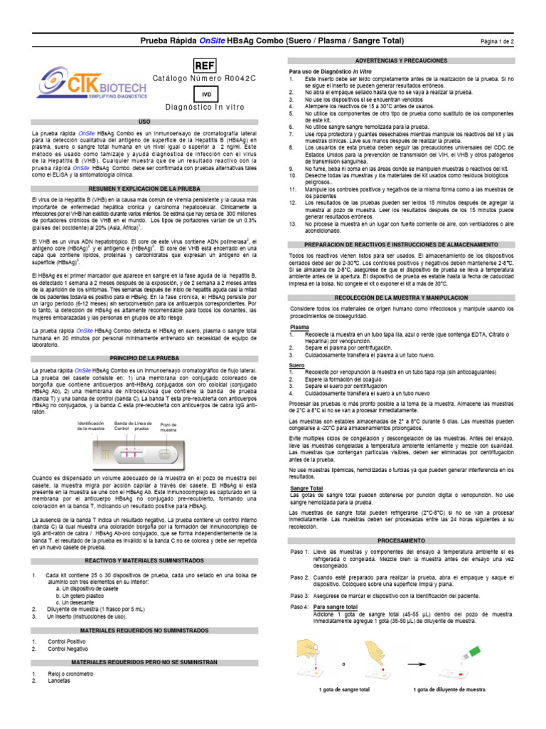 INSERTO HEPATITIS B CTK (1) | PDF | Hepatitis B | Hepatitis