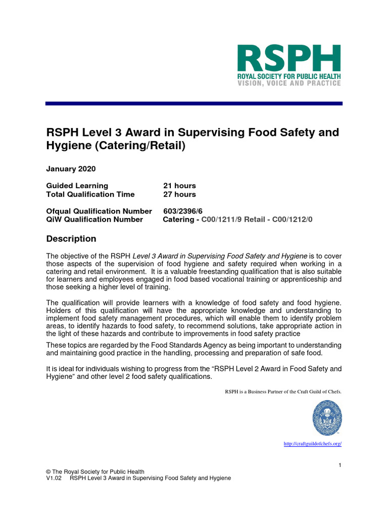 Specification | Download Free PDF | Food Safety | Learning