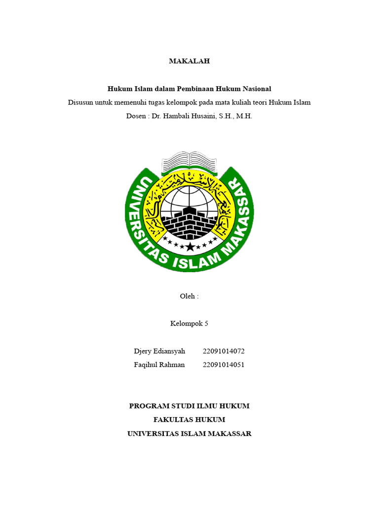 Hukum Islam Dalam Pembinaan Hukum Nasional Pdf 