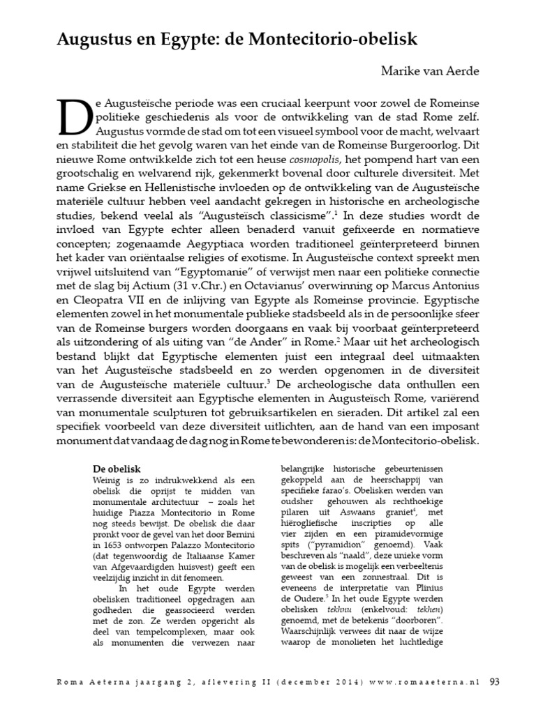 Augustus en Egypte de Montecitorio Obeli | PDF