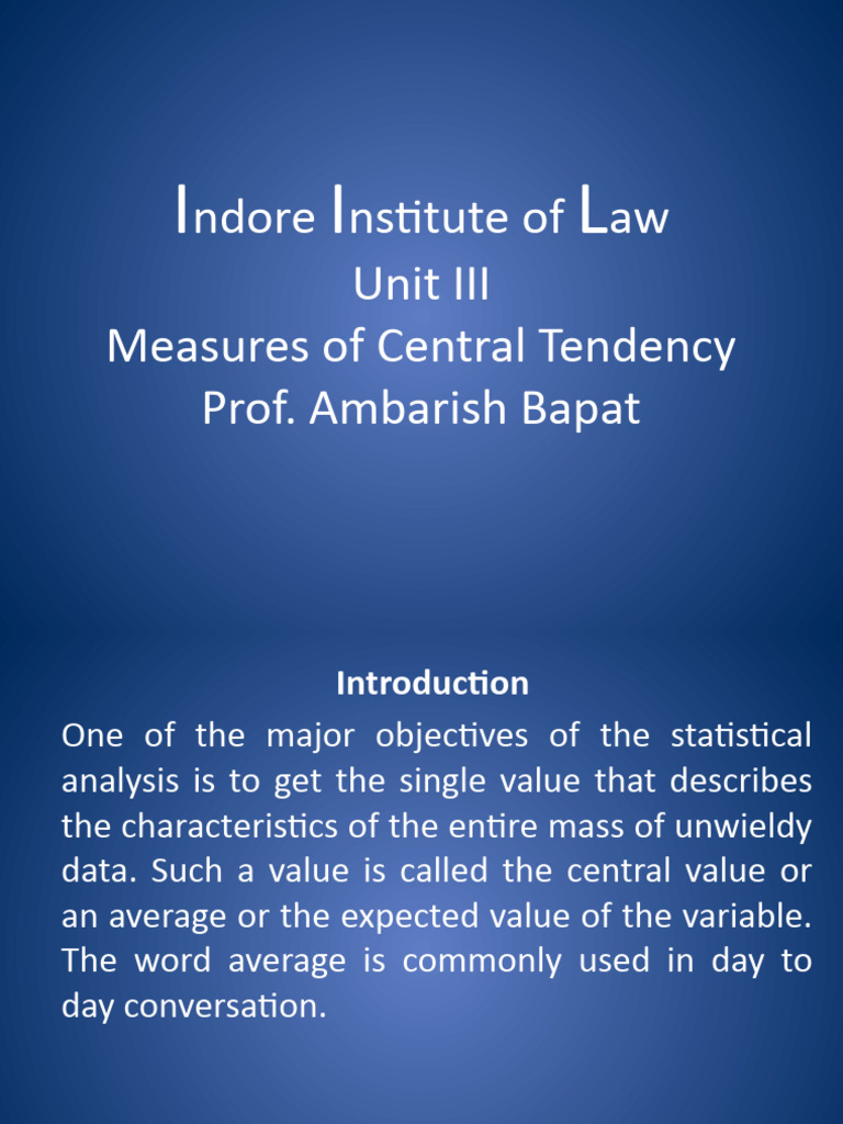 Statitics Unit III | PDF | Mean | Arithmetic Mean