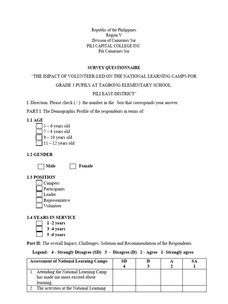 Questionnaire (Rose Ann Magalona) | PDF | Learning | Education Theory