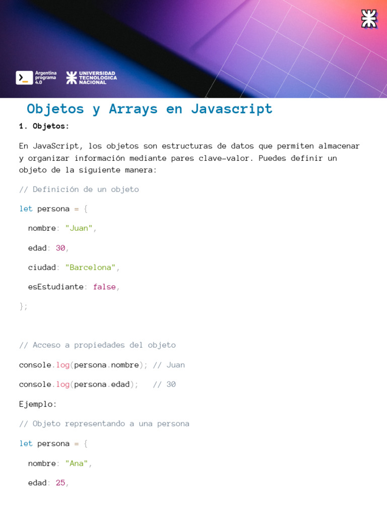 05 - Objetos y Arrays en Javascript | PDF