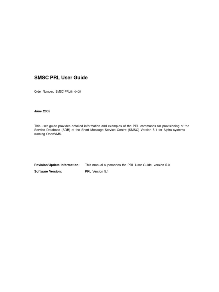 SMSC_51 PRL User Guide | PDF | Port (Computer Networking) | Transmission Control Protocol
