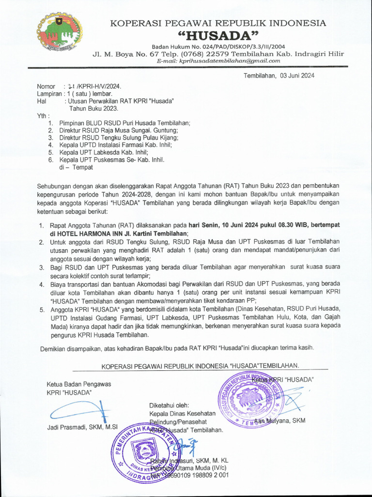 Undangan Rat Kpri Husada 2024 | PDF