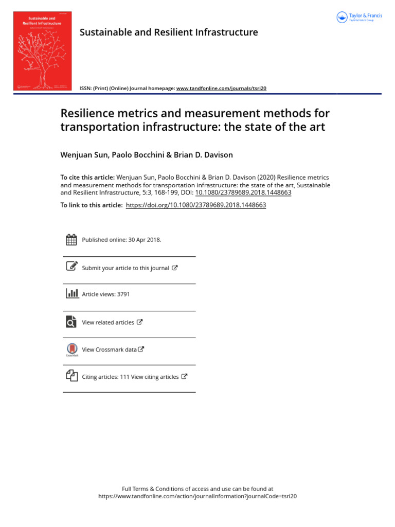 Resilience Metrics and Measurement Methods For Transportation ...