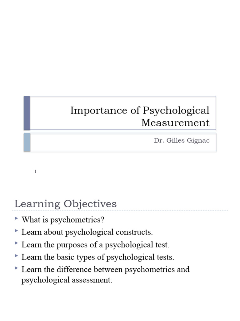 Week 1.1 - Importance of Psychological Measurement | PDF ...