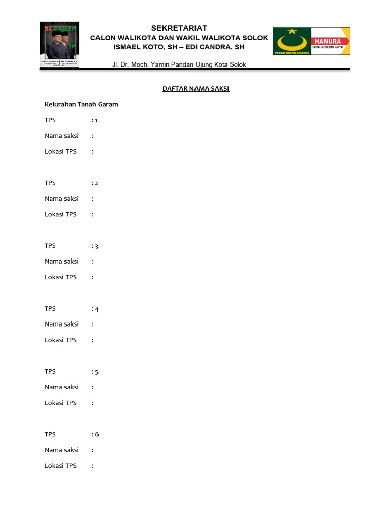 Daftar Nama Saksi | PDF