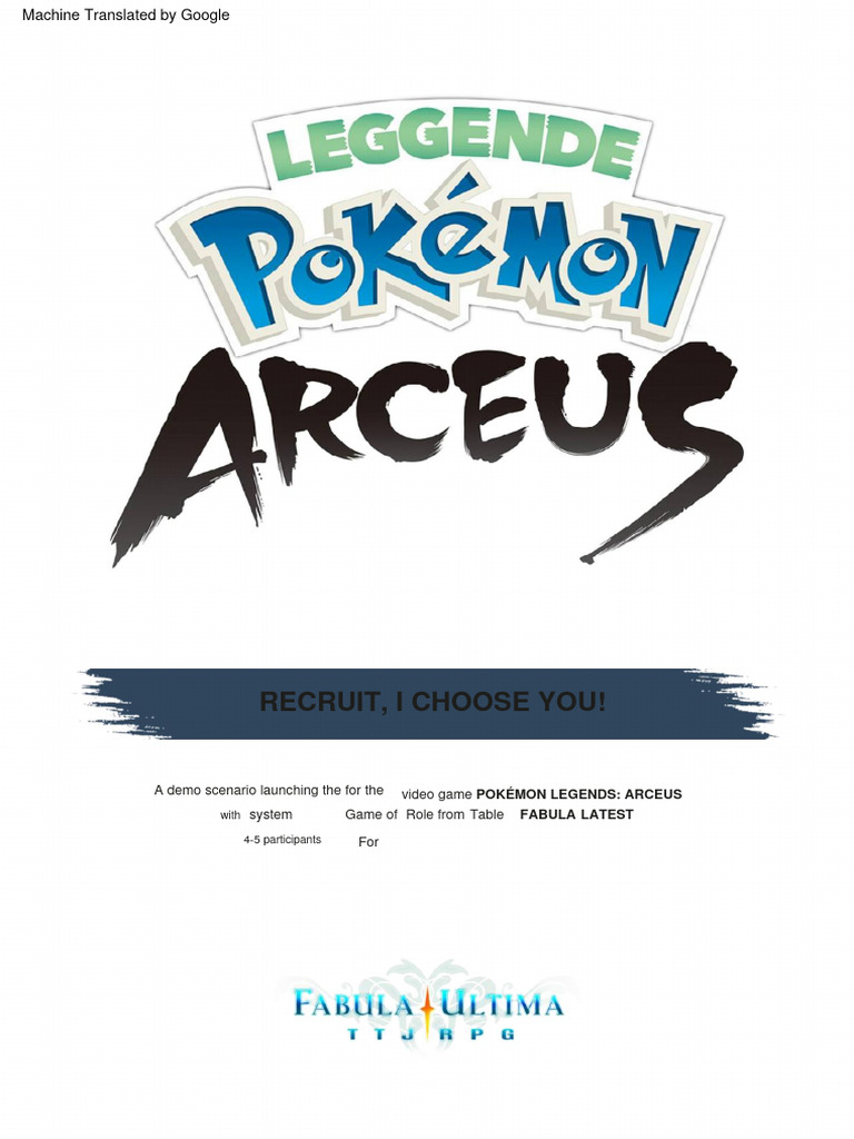 Leggende Pokemon Arceus Recluta Scelgo Te Ydf0in EN | PDF | Pokémon | Nintendo