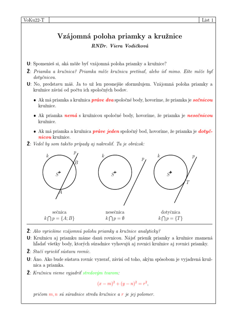 Priamka A Kružnica | PDF