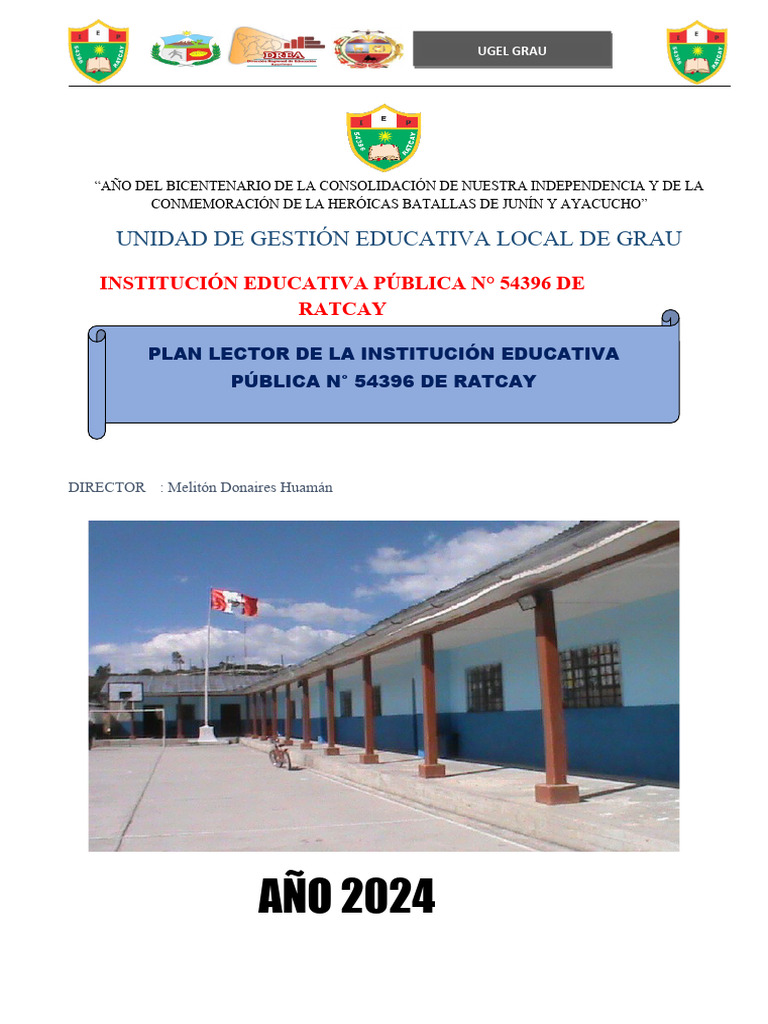 Plan Lector 2024 IEP N° 54396 Ratcay | PDF | Salón de clases | Maestros