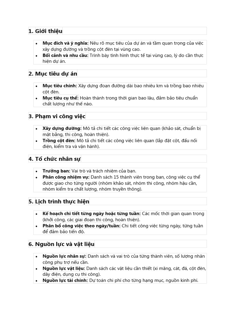 Khung kế hoạch (bản nháp) | PDF