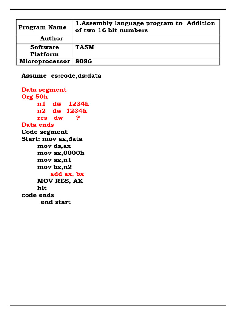 MP LAB DOC | PDF | Assembly Language | Computer Hardware