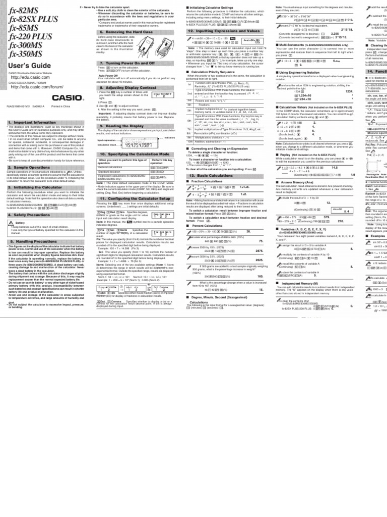 Casio Calculator User Guide | PDF | Calculator | Logarithm