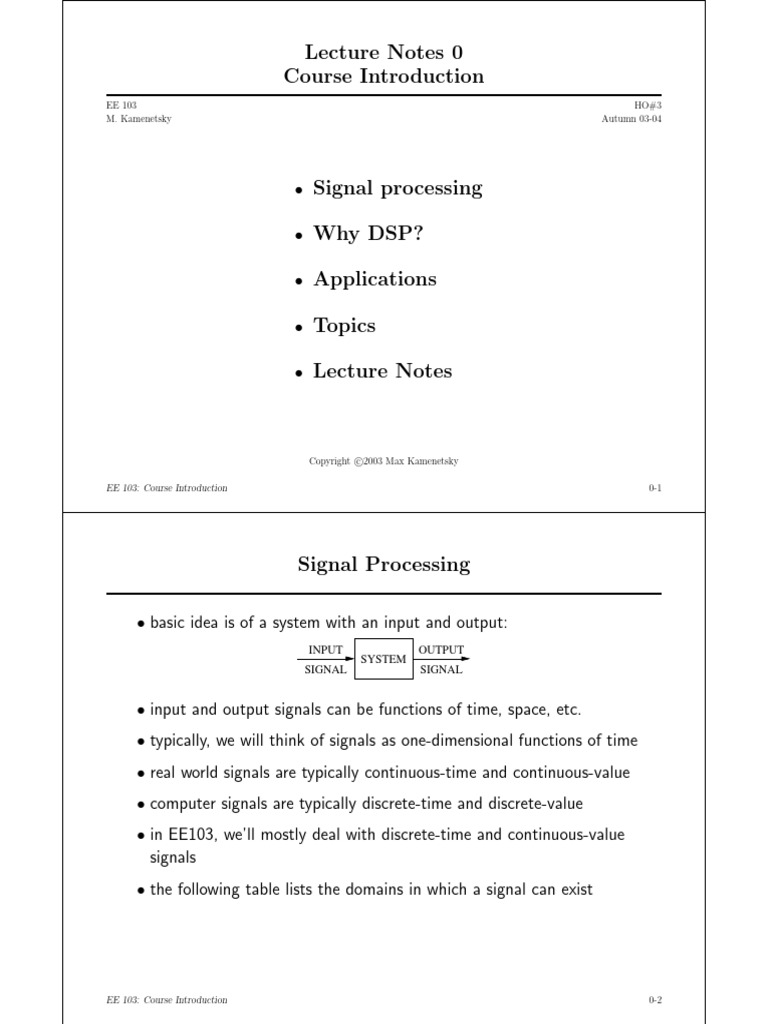 DSP Note Sashi Sir | PDF | Digital Signal Processing | Discrete Time And Continuous Time