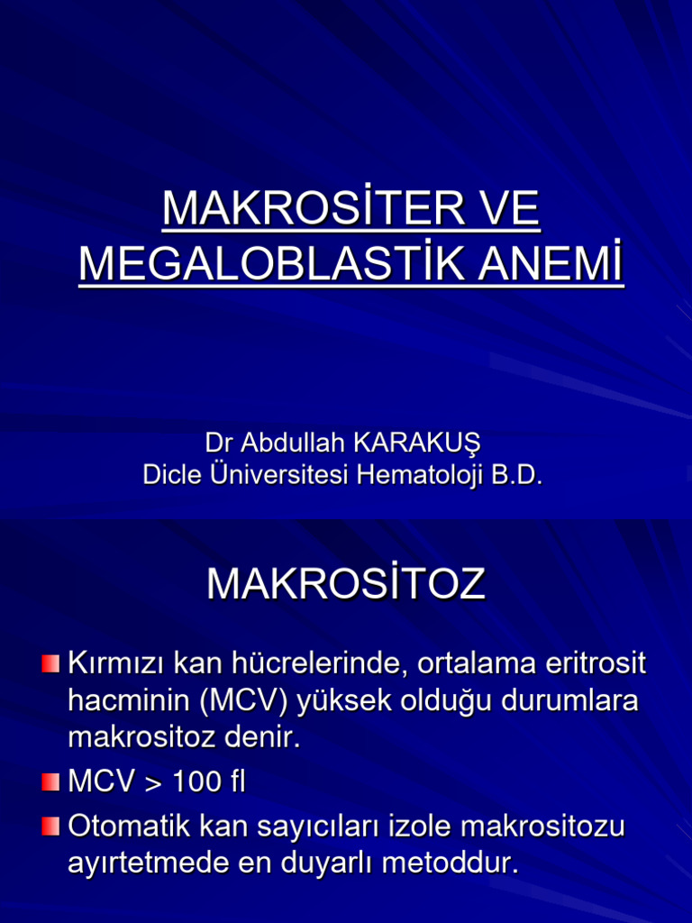 23.makrositer Ve Megaloblastik Anemi (DR - Abdullah Karakuş) | PDF