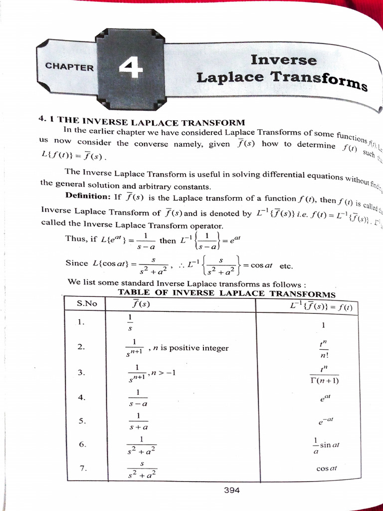 Inverse Laplace Transform | PDF