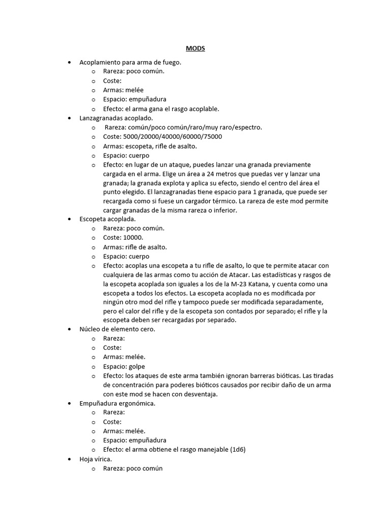 Mass_effect_5e_equipo_adicional | PDF | Rifle | Cuchillo