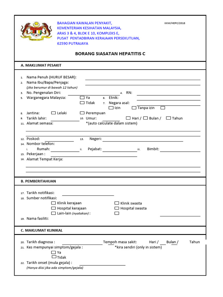 Borang Siasatan Hep C | PDF