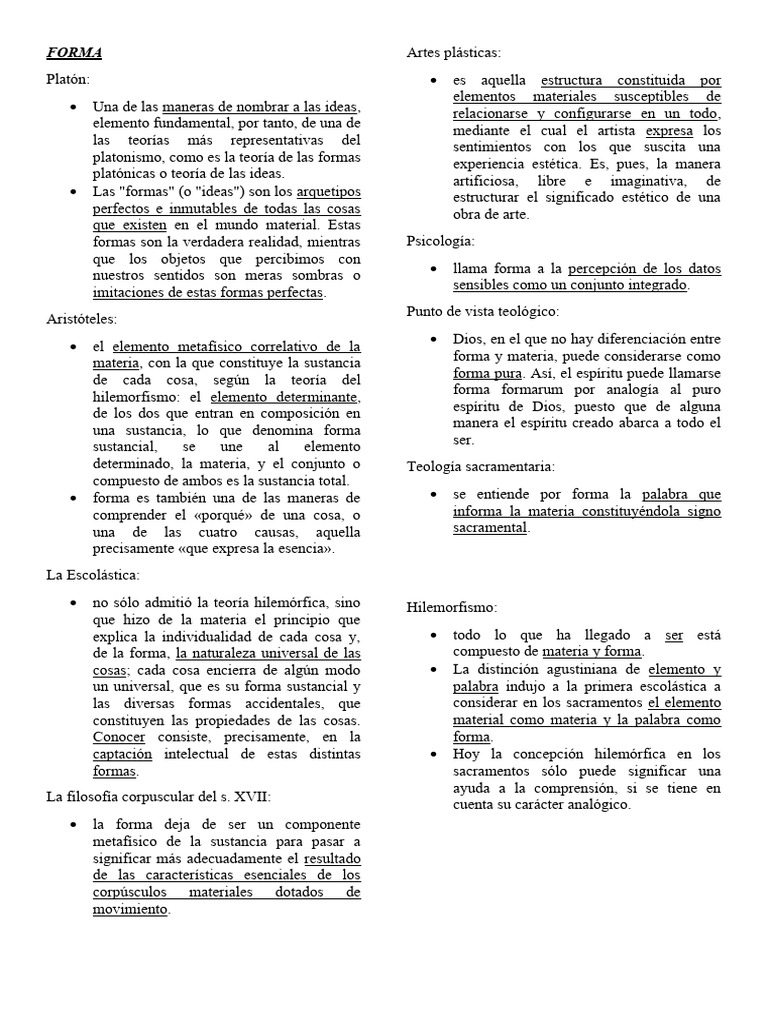 concepto de forma | PDF | Teoría de sustancias | Metafísica