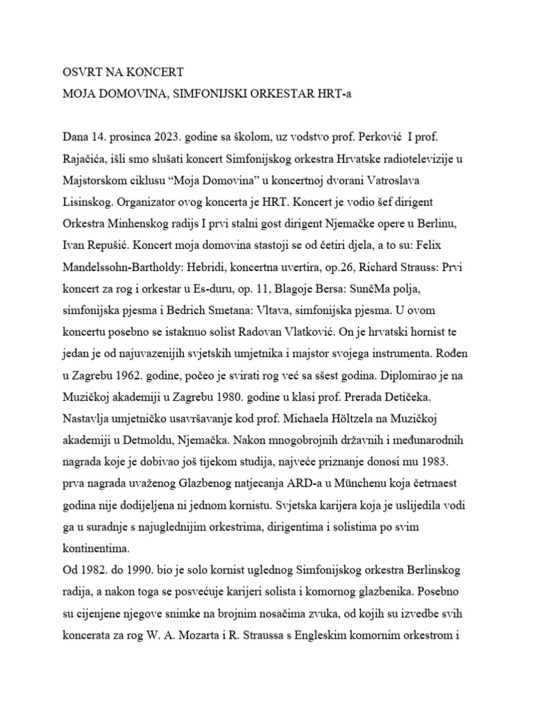 Osvrt Na Koncert | PDF
