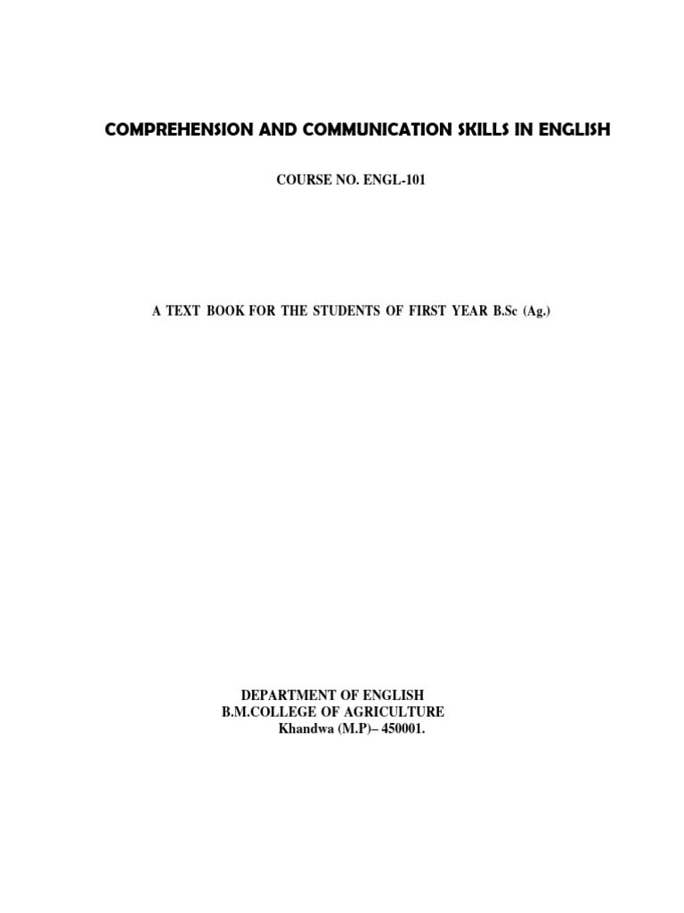Comprehension and Communication Skills in English | PDF | Sports ...