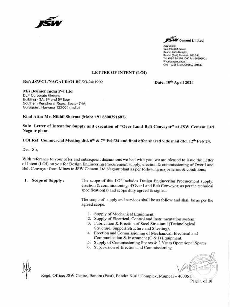 Signed LOI Beumer | PDF