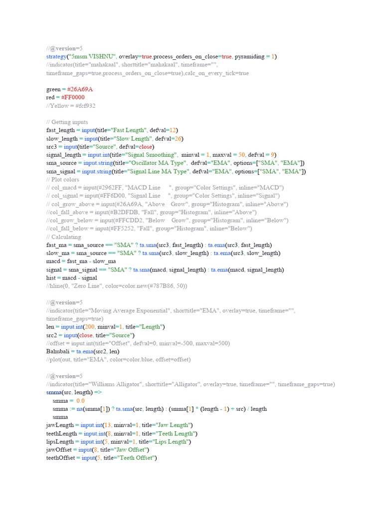 Trading Strategy Pinescript Code | PDF | Financial Markets | Market ...