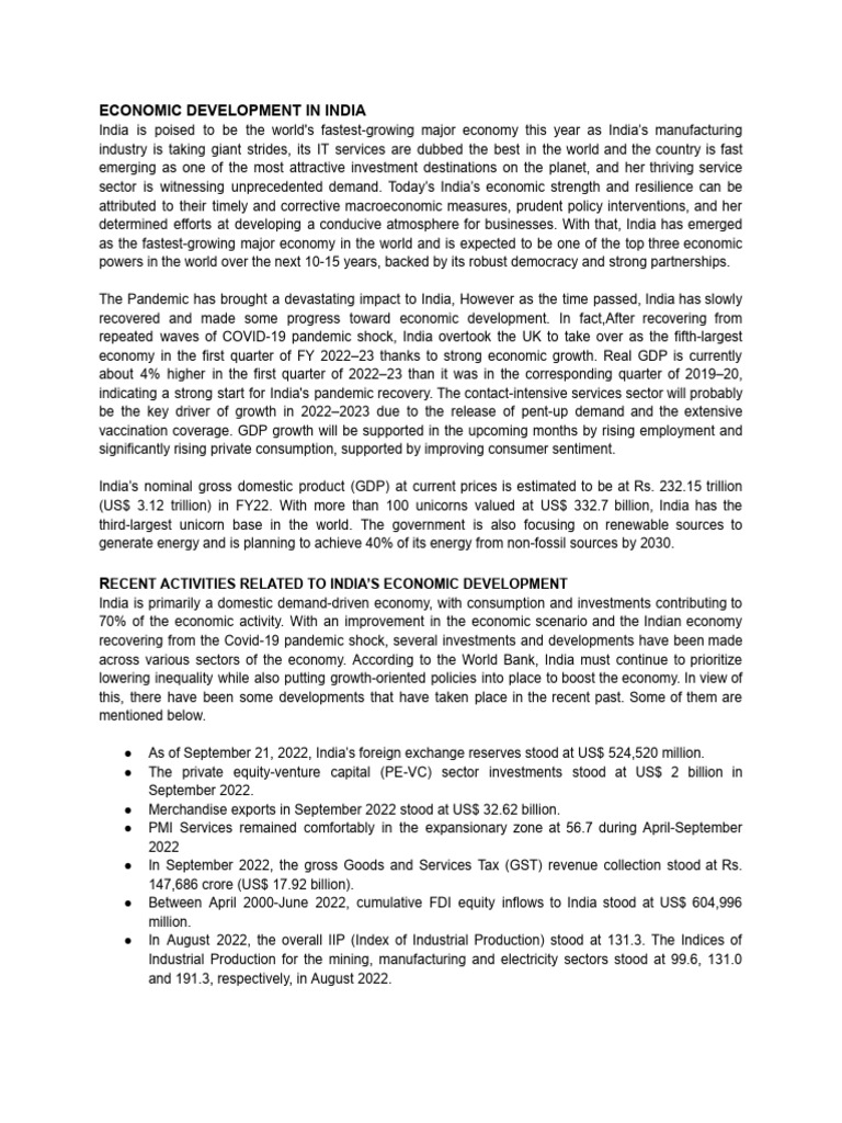 Economic Development in India | PDF | Economic Development | Economic Growth