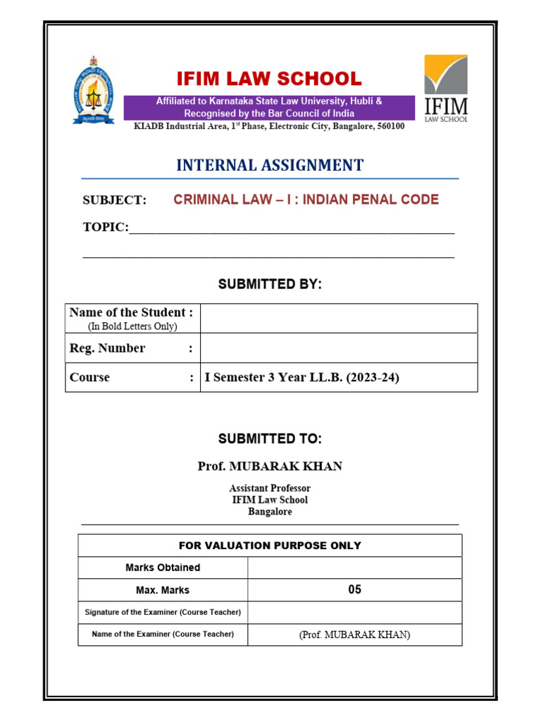 Assignment Sample IPC (1) | Download Free PDF | Justice | Crime & Violence