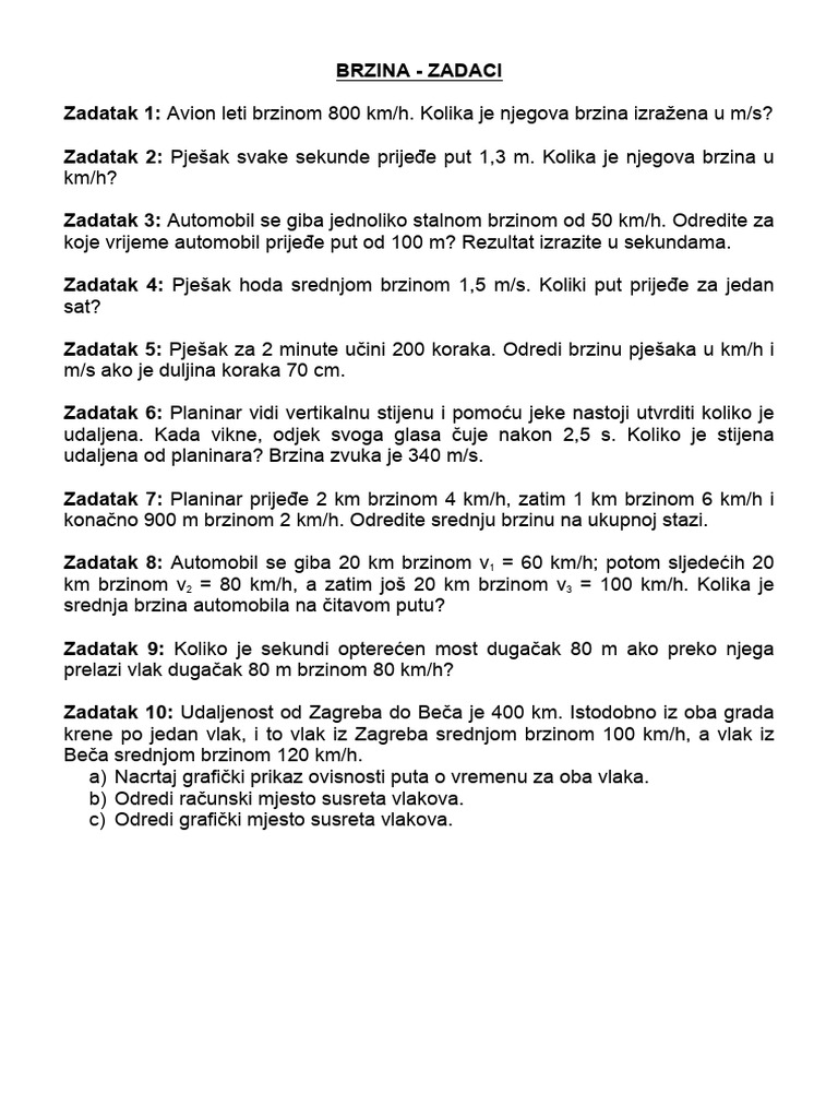 3-Zadaci - Brzina | PDF