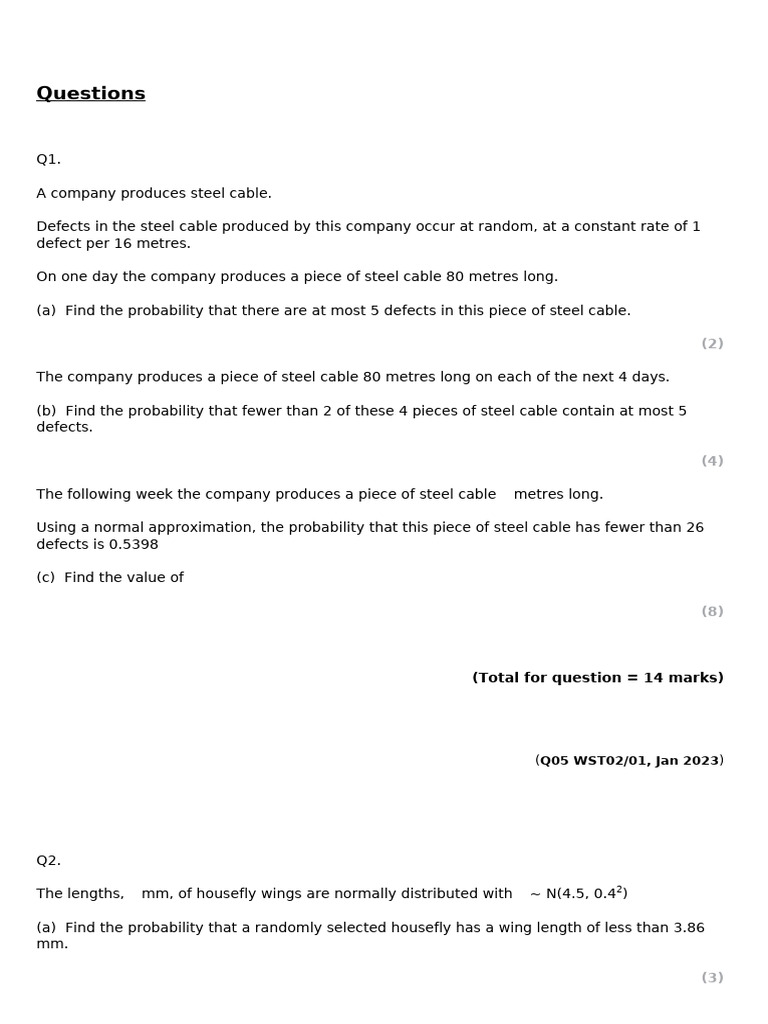 S1 Normal Distribution Questions | PDF