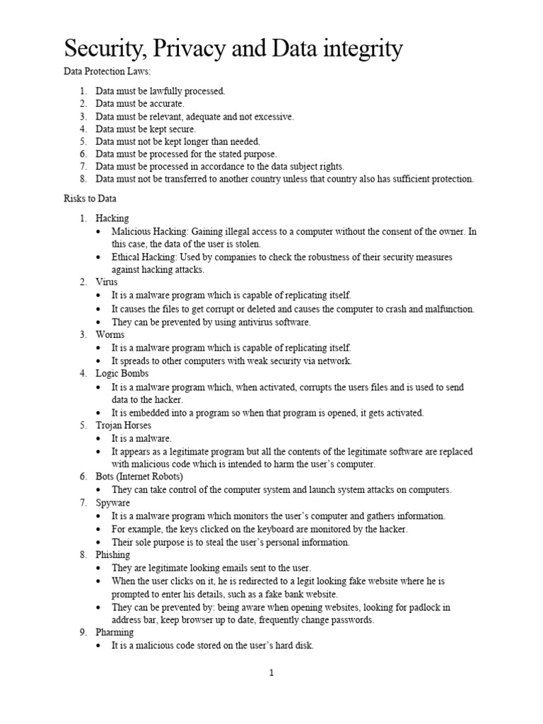 6-Security, Privacy and Data Integrity | PDF | Malware | Security