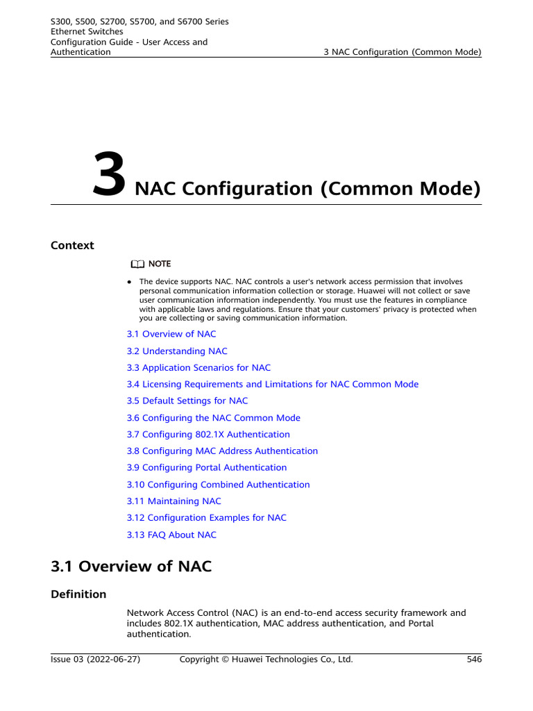 01-03 NAC Configuration (Common Mode) | PDF | Radius | Computer Network