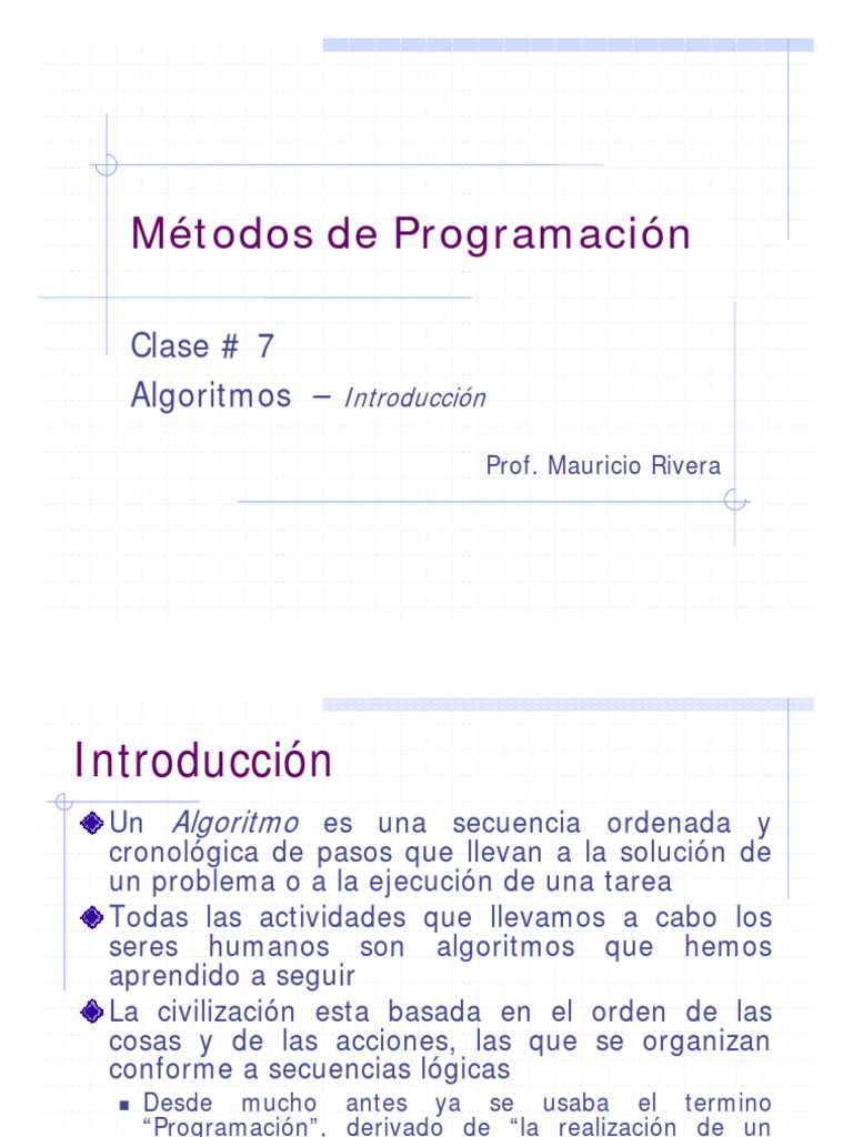 [MetProg] - Clase 07 - Algoritmos | PDF | Algoritmos | Programa de computadora