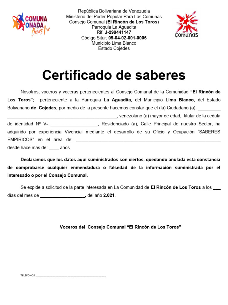 Certificado de Saberes | PDF
