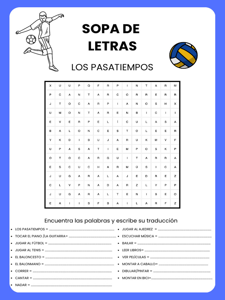 SOPA DE LETRAS Pasatiempos | PDF