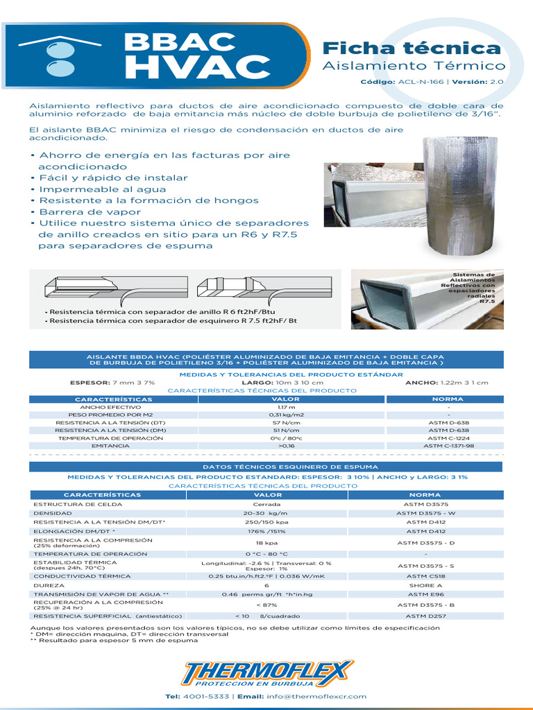 Thermoflex Ficha Tecnica BBAC HVAC 2-2023 | PDF | Aislamiento térmico | Materiales